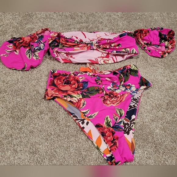 Maaji | Swim | Maaji Floral Hot Pink Bikini Set Size Medium | Poshmark